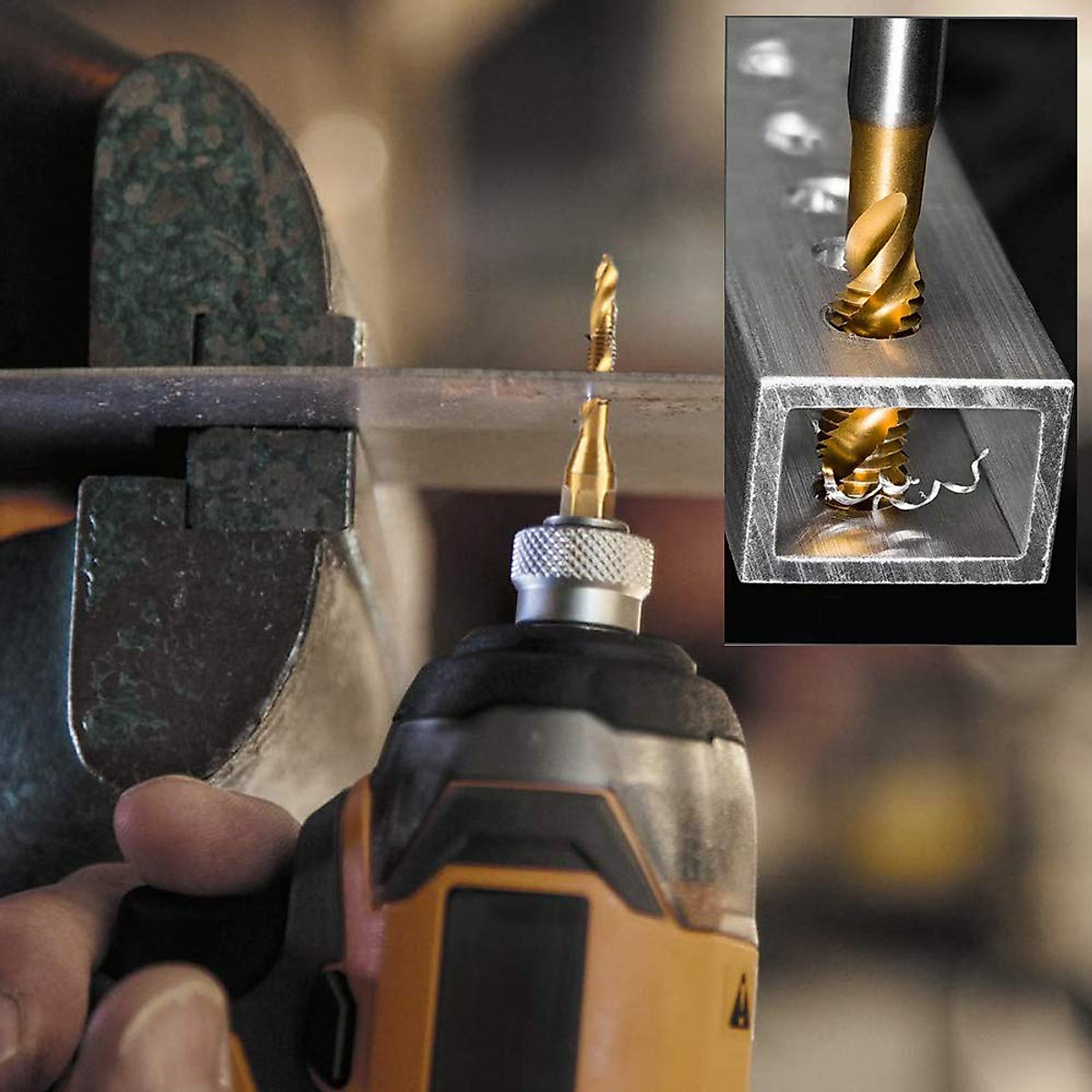 Eyech 6Pcs Titanium Combination Drill and Tap Bit Set, Metric Drill Tap Bits Screw Tapping Bit Tool 1/4" Hex Shank 3 Functions in 1