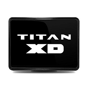 iPick Image, Compatible with - Nissan Titan XD UV Graphic Black Metal Face-Plate on ABS Plastic 2 inch Tow Hitch Cover