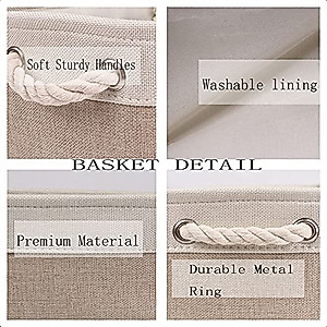 Bidtakay Small Baskets Fabric Storage [6 Pack] Beige Storage Bins 11.8 X 7.8 X 5 Inches Empty Gift Basket Decorative Storage Baskets for Shelves, Baby Clothes Storage, Bathroom(White&Beige)