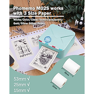 Phomemo 300dpi Mini Note Printer- Bluetooth Portable Thermal Pocket Printer for Home/Office/School, for Planer, Teacher, DIY, Students, with Total 6 Rolls Paper, Cyan