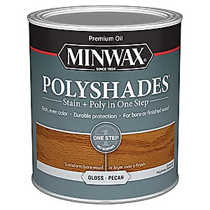 Minwax PolyShades Wood Stain + Polyurethane Finish – Quart, Pecan, Gloss