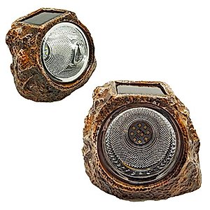 Cynzia Solar Rock Lights, 2 Pack Outdoor Garden Stone Light, 10 LED Waterproof Landscaping Spotlight for Yard, Patio, Pathway, Driveway, Walkway, Backyard Decorative