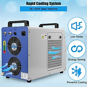 SXYCMY CW-5000 Industrial Water Chiller 7L 1.14HP 2.64gpm Water Cooling System for 40W 50W 60W 70W 80W 90W 100W CO2 Laser Engraving & Cutting Machines,Cools 3868 BTU/Hour