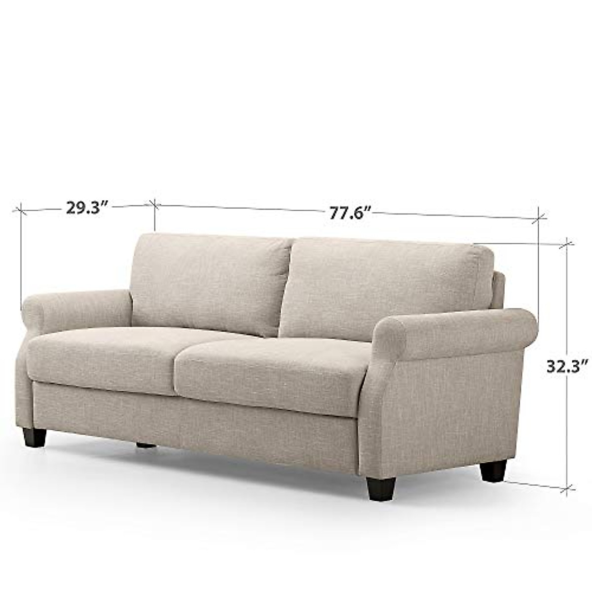 ZINUS Josh Sofa Couch / Easy, Tool-Free Assembly, Beige