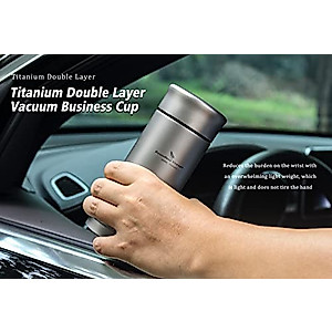 Boundless Voyage 300ml(10.56 fl.oz) Titanium Vacuum with Filter Double Layer Lightweight Portable Tea Coffee Wine Whisky for Hiking Camping Picnic Gift A-Ti3009D