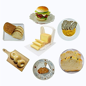 Aobrill Bread Slicer for Homemade Bread Foldable Toast Slicer with Non-slip Mat (White)