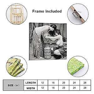 Female Sexy Milking Breast Milk Art Black and White Poster Canvas Painting Posters and Prints Wall Art Pictures for Living Room Bedroom Decor 24x24inch(60x60cm) Frame-Style