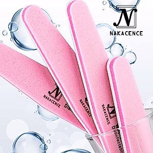 Sponge Nail File and Buffer for Nail Art Care Double Sides - Sponge and Emery Boards Professional Nail File Designed in 80/100 Grit Manicure Nail Tools Pack of 6Pcs Color Pink
