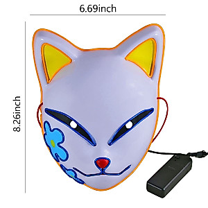 LTFUNPN Demon Killer Mask-Christmas Props Decoration Party Costume Horror Mask, Japanese Anime Cosplay Costume Ghost Blade Mask(Yellow)