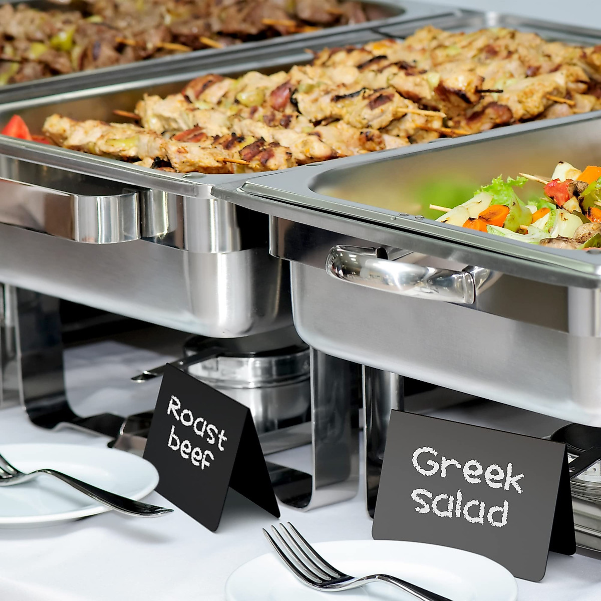 15 Pack Mini Chalkboard Signs for Food Display - Reusable Small Plastic Chalkboard Signs for Food - Mini Chalkboard Catering Signs for Party Wedding Bakery - Buffet Signs for Food