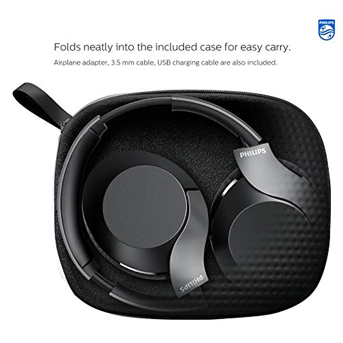 Philips PH805 Active Noise Canceling (ANC) Over Ear Wireless Bluetooth Performance Headphones w/Hi-Res Audio, Comfort Fit and 30 Hours of Playtime (TAPH805BK)