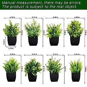 Fake Plants Mini Potted Artificial Plants, 8 Pack Artificial Plastic Eucalyptus Plants Small Houseplants Greenery in Black Pot, Small Faux Plants Decor for Home Bathroom Office Farmhouse Desk Shelf