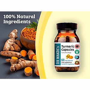 DR WAKDE'S Turmeric Capsules (Curcuma Longa, 60 Veg Caps, Plant-Based Supplement, Ayurvedic Herb, All Natural, Vegan)