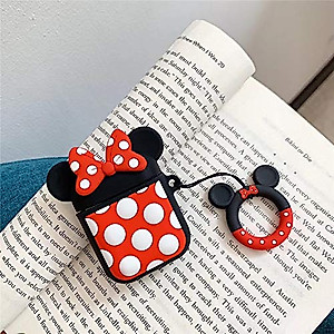 ZAHIUS Airpods Silicone Case Cool Cover Compatible for Apple Airpods 1&2 [Cartoon Series][Designed for Kids Girl and Boys](2Pack Minnie/Mickey)