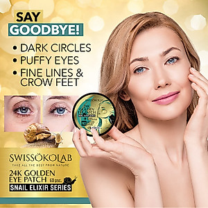SWISSÖKOLAB Under Eye Patches For Puffy Eyes 24k Gold Eye Mask Dark Circles And Puffiness Collagen Eye Gel Pads Moisturizing & Reducing Wrinkles Anti-Aging Hyaluronic Acid (Snail Series)