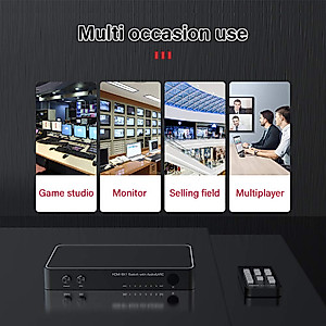 KLKE 4K HDMI Switch KLKE 6x1 Audio Extractor 6 Port HDMI Switcher Box with Remote HDMI Multi Ports Switch 6 in 1 Out Supports Optical Toslink 3.5mm Audio and ARC