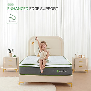 Novilla Twin Size Mattress, 10 Inch Hybrid Mattress in a Box with Individually Wrapped Pocket Coils & Memory Foam, Supportive & Pressure Relief, Breathable Mattresses Twin,Medium Firm, vigour