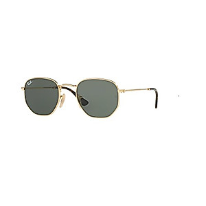 Ray-Ban RB3548N HEXAGONAL 001 51M Gold/Green Sunglasses For Men For Women (MEDIUM)+ BUNDLE with Designer iWear Eyewear Kit