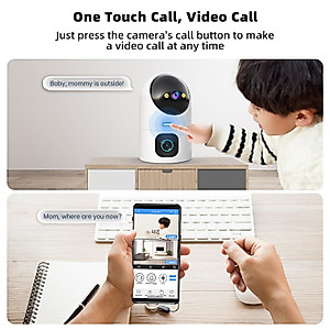 JOOAN 5G/2.4G Dual Lens Security Camera Indoor 2Kx2 PTZ Cameras for Home Security WiFi Surveillance Camera Baby Pet One Touch Call Color Night Cloud SD Card Storage 2 Way Audio Motion Detection Alert
