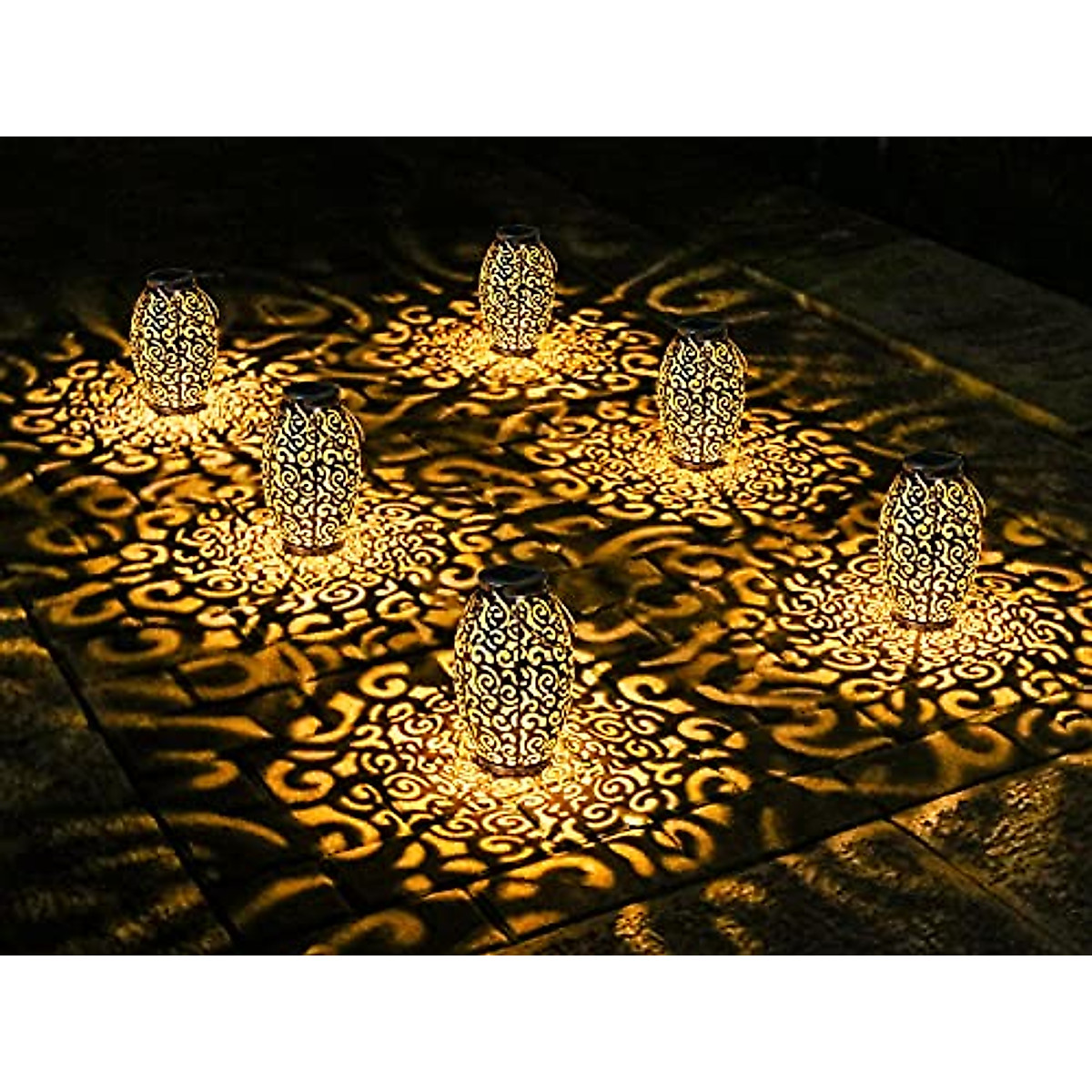 2 Pack Solar Lantern Garden Hanging Outdoor Solar Lights Table Lights for Patio Courtyard Porch Courtyard Pathway Decorative (2 Pack)