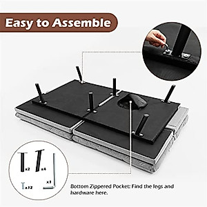 sgzyl Convertible Futon Sofa Bed Memory Foam Couch Sleeper W/Adjustable Armrest Grey