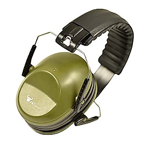 Earmuff hearing protection with low profile passive folding design 26dB NRR and reduces up to 125dB , Army Green