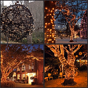 YULETIME Warm White LED Christmas Lights with Black Wire, 66 Feet 200 Count UL Certified Commercial Grade LED Halloween String Light Set (Warm White - Black Wire)