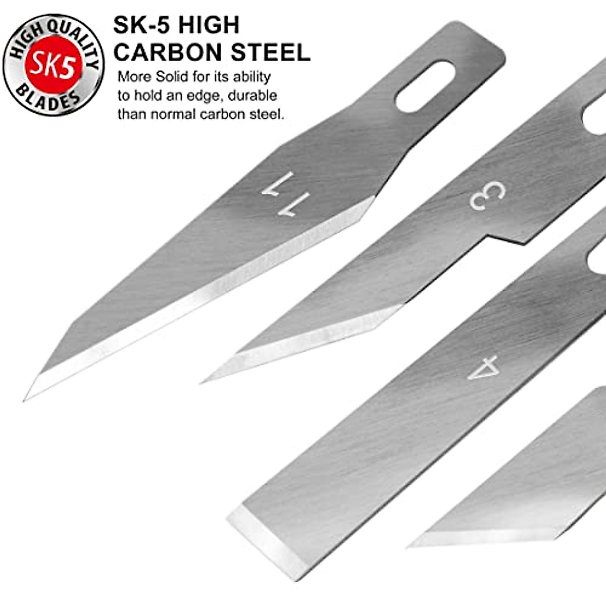 HAUTMEC 14 in 1 Hobby Knife Craft Knife Set SK5 for DIY Art Work Cutting - 1 Handles and 13 Spare Blades with Storage Case for Craft, Hobby, Carving, Art Modeling and Scrapbooking HT0109-HK