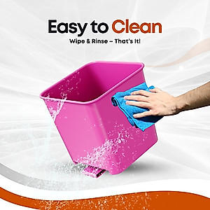 HAUSSIMPLE Car Trash Can Waterproof Vehicle Garbage Bin, Leakproof Anti Slip Floor Mat Clip Trash Bag Holder for Car, Truck, SUV, Van Portable Auto Trash Container with Stability Clips (Pink, Large)