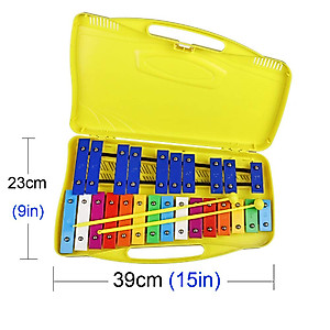 Mr.Power Colorful 25 Note G-G Chromatic Glockenspiel Xylophone Vibraphone in Case Percussion Instrument Suitable for Families and Beginner School Music Teaching