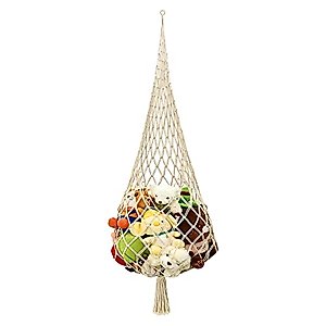 LAT LEE AND TOWN Stuffed Animal Net or Hammock Hanging Toy Net Stuff Animal Storage Hammock Organizer for Nursery Kids Room Bedroom Playroom (Beige)