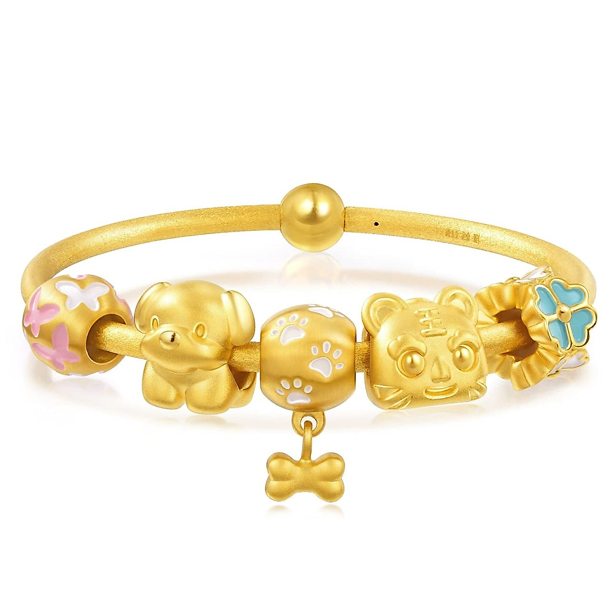 CHOW SANG SANG 999.9 24K Gold Price-by-Weight Gold Matte-Finished Bangle for Women 90343K (Approx. 0.31tael (~11.6g), 6 (Wrist Size:14-15 CM))