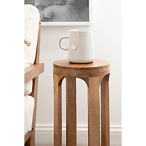 Kate and Laurel Dahl Wooden Round Drink Table, 8 x 23, Natural Brown, Transitional Boho Circle Wood Accent Pedestal Table for Living Room Plant Stand or Small Bedroom Nightstand