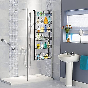 PilavAloo 6-Tier Over the Door Pantry Organizer with Hooks, Adjustable Hanging Door Spice Rack, Hanging Door Shelf for Canned Goods Storage or Bedroom Bathroom Beauty Supplies Organizing