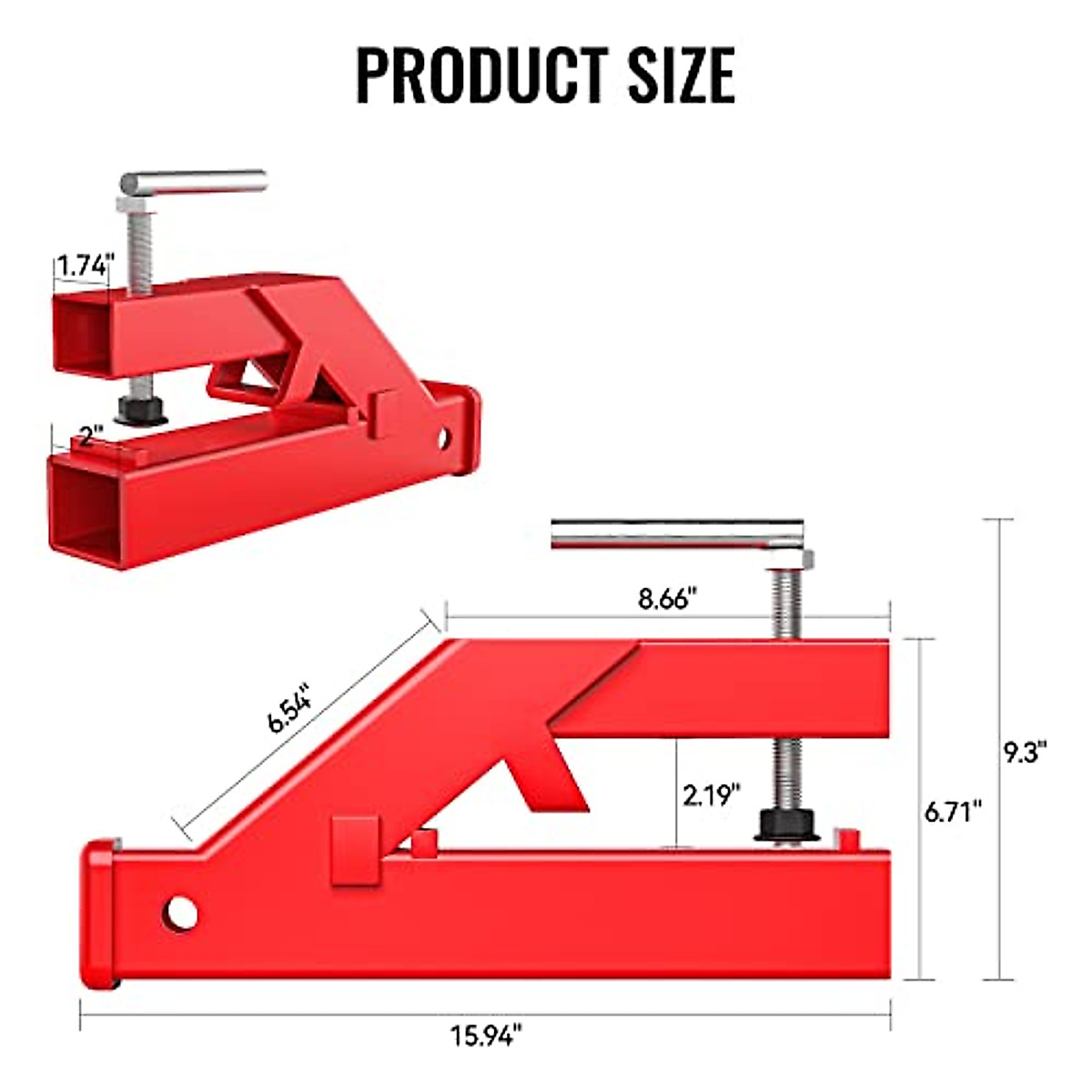 Sulythw Clamp On Trailer Hitch 2" Ball Mount Receiver Adapter for Tractor Bucket Kubota