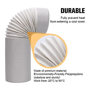 UNAOIWN Portable Air Conditioner Exhaust Hose. AC Vent Hose with 5.9"/15CM Diameter, Anti-Clockwise Thread & Length up to 78.7"