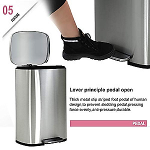 Step Trash Cans for Kitchen Stainless Steel 13 Gallon Kitchen Trash Cans with Foot Pedal Small Trash Can Anti-Fingerprint Garbage Can with Liner for Living Room, Kitchen, Bedroom, Washroom, 50 Liter