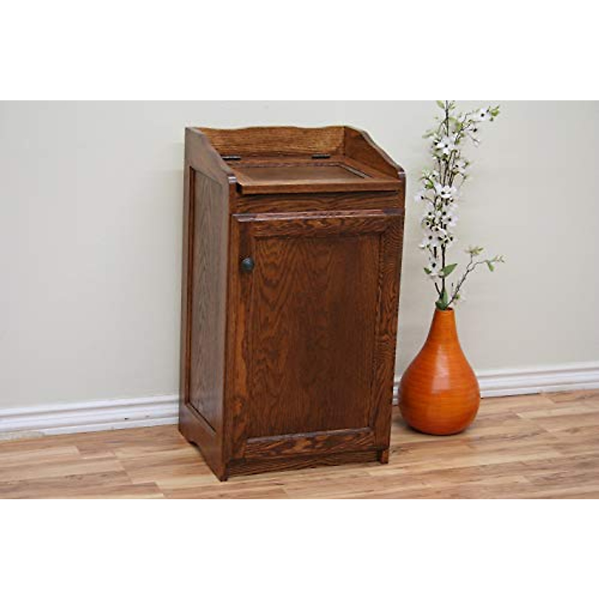 Wood Wastebasket, Kitchen Organizer Storage, Trash Can. Coffee Oak Color