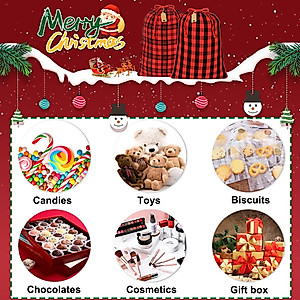 YQL Buffalo Plaid Drawstring Bags, 2Pcs Soft Flannel Large Christmas Gift Bags Christmas Fabric Gift Bags Reusable Christmas Gift Bags for Christmas Package Birthday Holiday Party