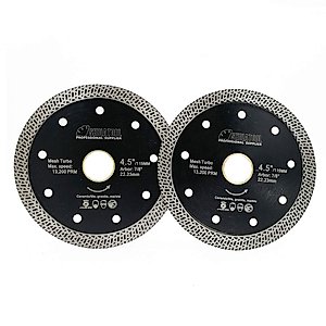 SHDIATOOL 4-1/2 Inch Porcelain Diamond Mesh Turbo Saw Blade Cutting Granite Marble Ceramic Tile Brick Pack of 2…