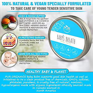 BABY'S BREATH BABY DIAPER BALMS 100% NATURAL VEGAN ORGANIC HEMPSEED OIL UNIQUE COCOA & MANGO & SHEA BUTTER BLEND CRYSTALS HYDRATIVE PROTECTIVE BARRIER FOR MOTHER & BABY 115g