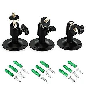 Security Wall Mount for Oculus Sensor Arlo, Arlo Pro,R Stick Up Cam Wired/Battery,SERMICLE Metal Security Camera Bracket Outdoor Indoor 360° Rotation 1/4" Screw Camera (3 Pack,Black)