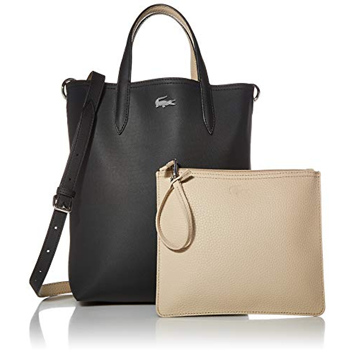 Lacoste Anna Vertical Shopping Tote Bag, Black Warm Sand