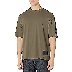A|X ARMANI EXCHANGE Men's Oversized Logo Shoulder Stripe Tee, Crocodile, L