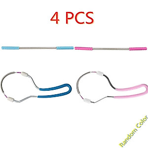4 Pcs Facial Hair Remover Manual Epilator Spring Spring Face Hair Remover with Handle Hair Epilator Tool (Random Color)