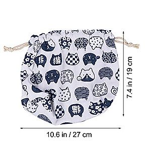 TOYANDONA Drawstring Lunch Bag Double-Layer Thickened Japanese Style Bento Tote Pouch Candy Gift Holder Pack for Home Wedding Birthday Party White