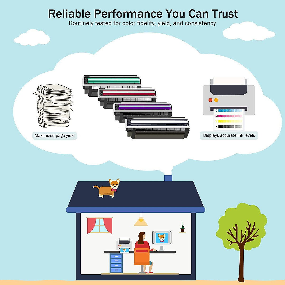 Cartlee Set of 4 Compatible High Yield Laser Toner Cartridges for Xerox Phaser 6510 6510/dni 6510/dn 6510/n Workcentre 6515 6515/dni 6515/dn 6515/n Printer (1 Black, 1 Cyan, 1 Magenta, 1 Yellow)