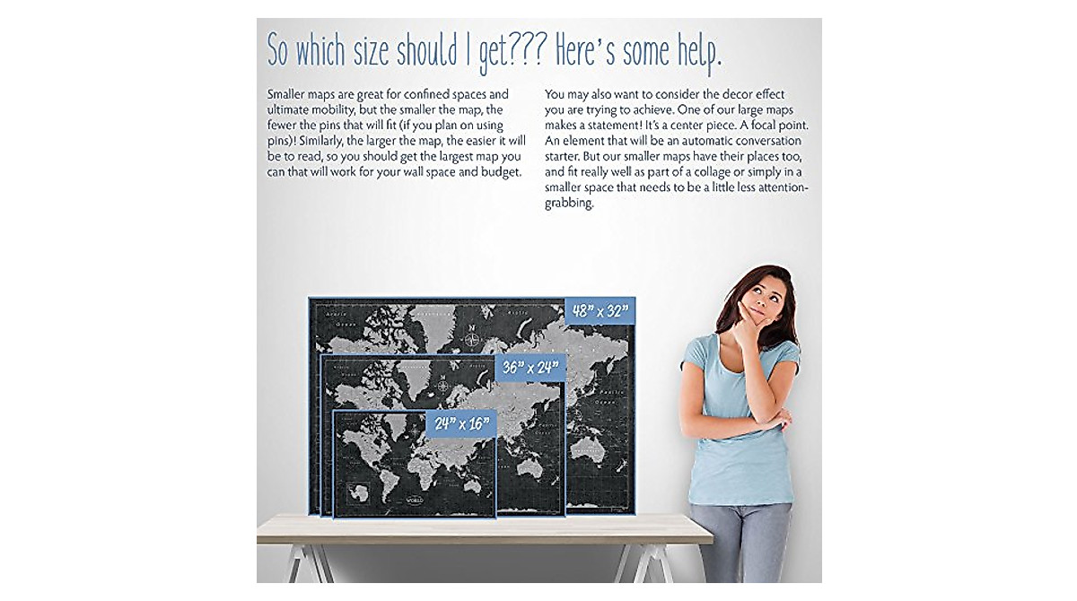 Conquest Maps World Map Poster - Modern Travel & Decor (24x16)
