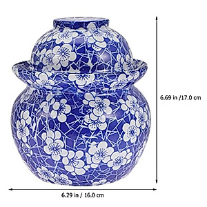 Vaguelly Ceramic Kimchi Jar Traditional Pickles Jar Pickles Storage Jar Ceramic Pickles Jar Home Storage Pot Food Storage Jar Kimchi Storage Jar Food Ceramic Canister Household Jar