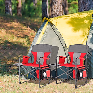 Tangkula Camping Chairs, Folding Camp Chair with Side Table, Cooler Bag, Portable Outside Padded Lawn Chair for Travel, Picnic, Fishing, Heavy Duty Oversized Director Chair for Adults, Supports 400lbs